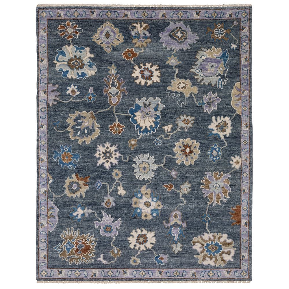 AVERLEY HOME Majestic Blue/Multi 6 ft. x 9 ft. Floral Distressed Hand ...