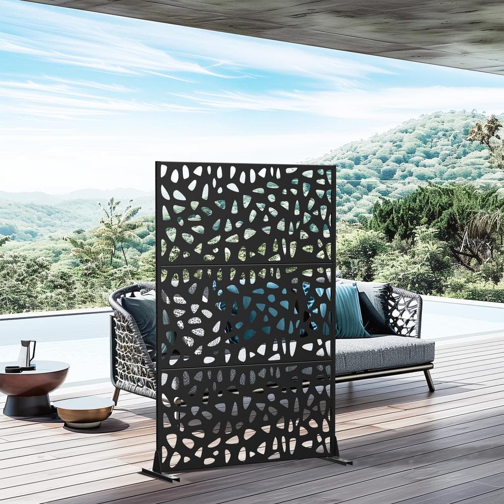 Dovelina 72 in. Dean Metal Outdoor Garden Fence Privacy Screen Garden ...