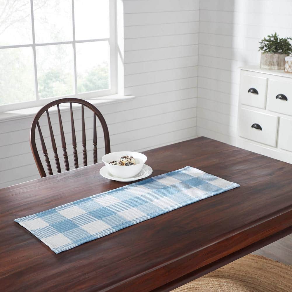 VHC Brands Annie 12 in. W x 36 in. L Blue Buffalo Check cotton Blend ...