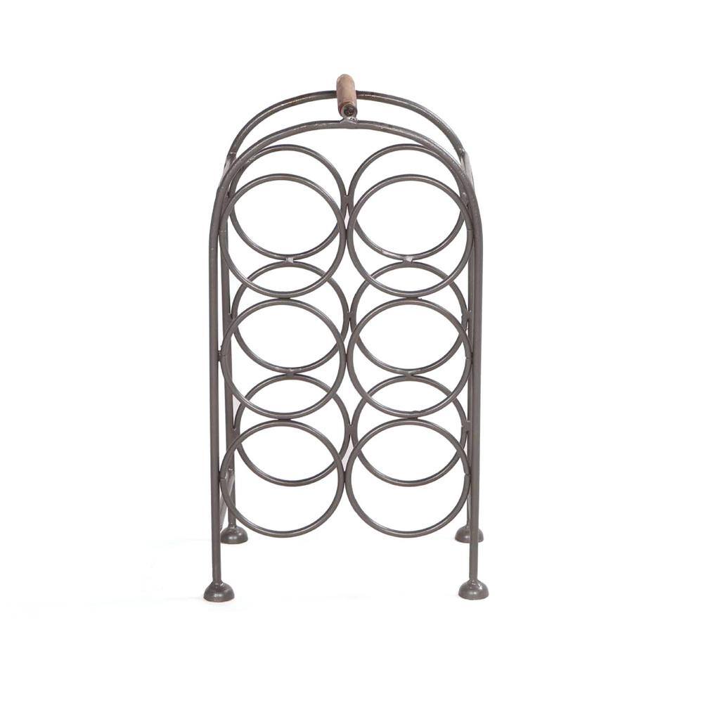 Alison 6-Bottle Gray Iron Countertop Wine Rack YXX-X327 - The Home Depot