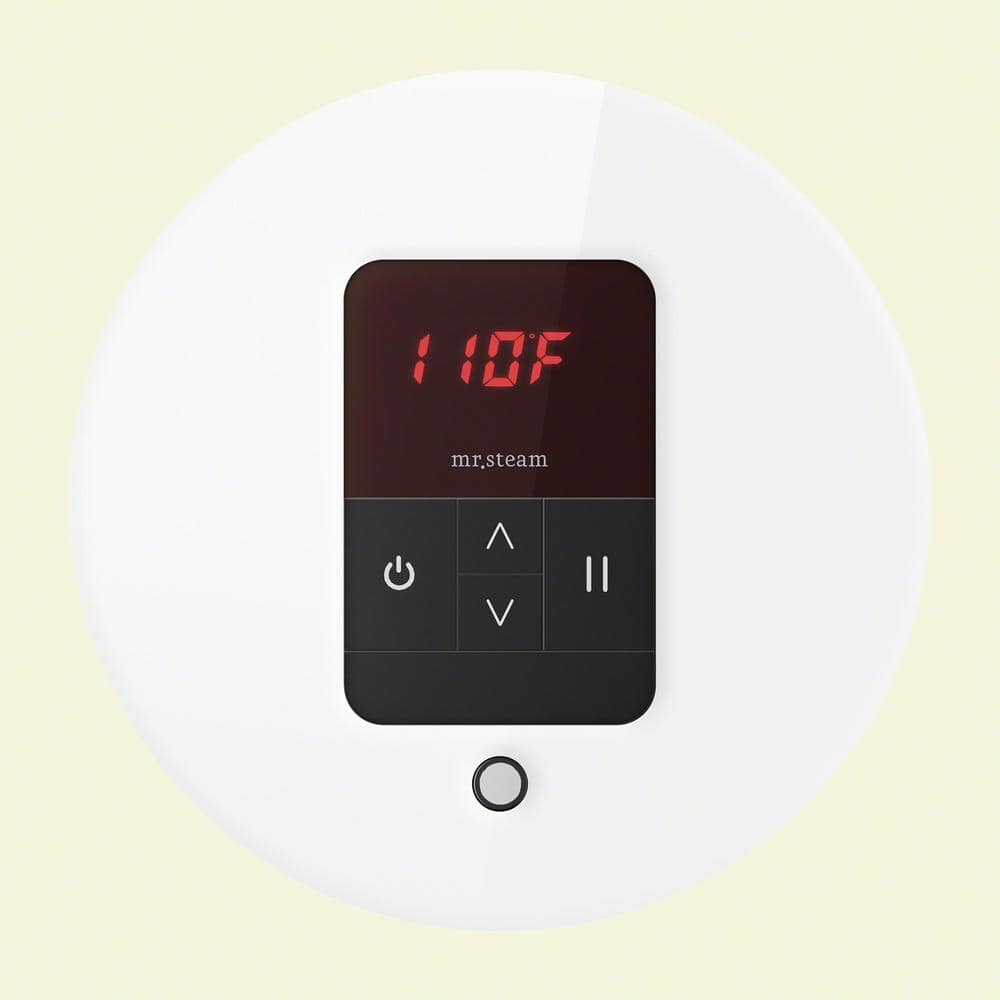 Mr. Steam iTempo Round Steam Shower Control in White with Polished ...