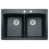 Blanco Diamond Dual-Mount Granite 33 in. 2-Hole 50/50 Double Bowl ...