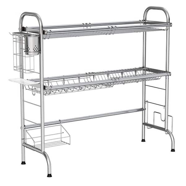Anqtovp 33.9 in. Adjustable Over Sink Dish Drying Rack Large Capacity ...