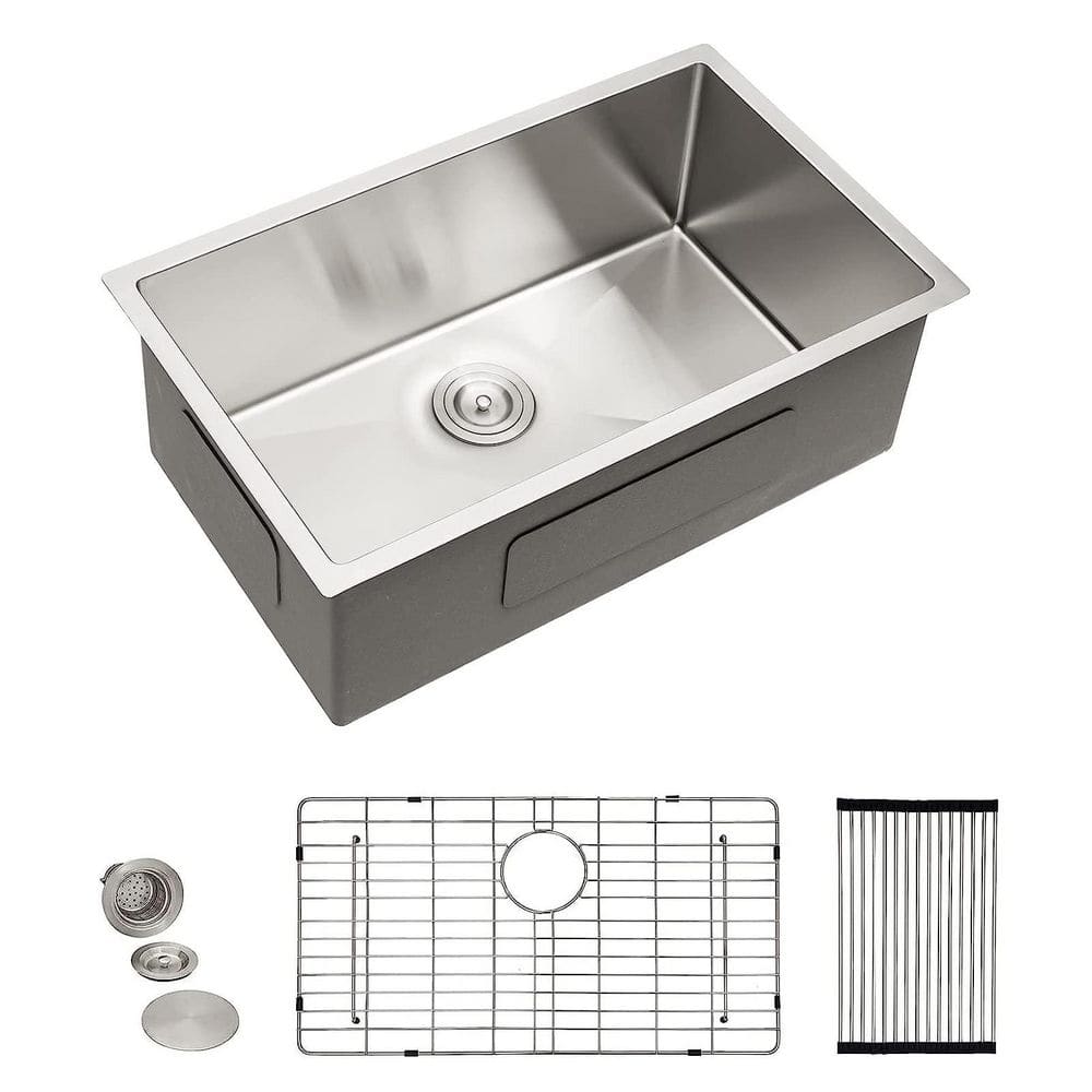 Fulorni 28 in. Handmade Undermount 16 Gauge T304 Stainless Steel ...