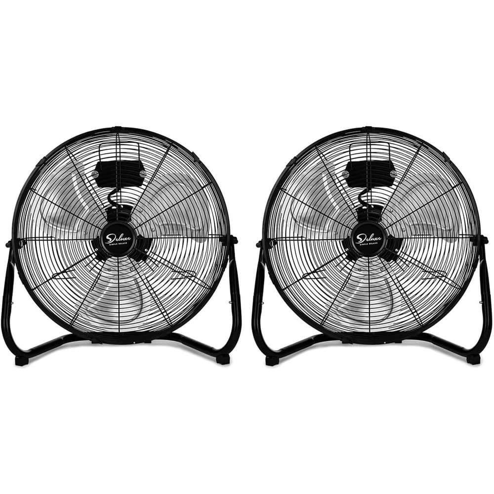 Edendirect 20 in. 3 Speed Black Floor Fan for Living Room, 2 Pack HD ...