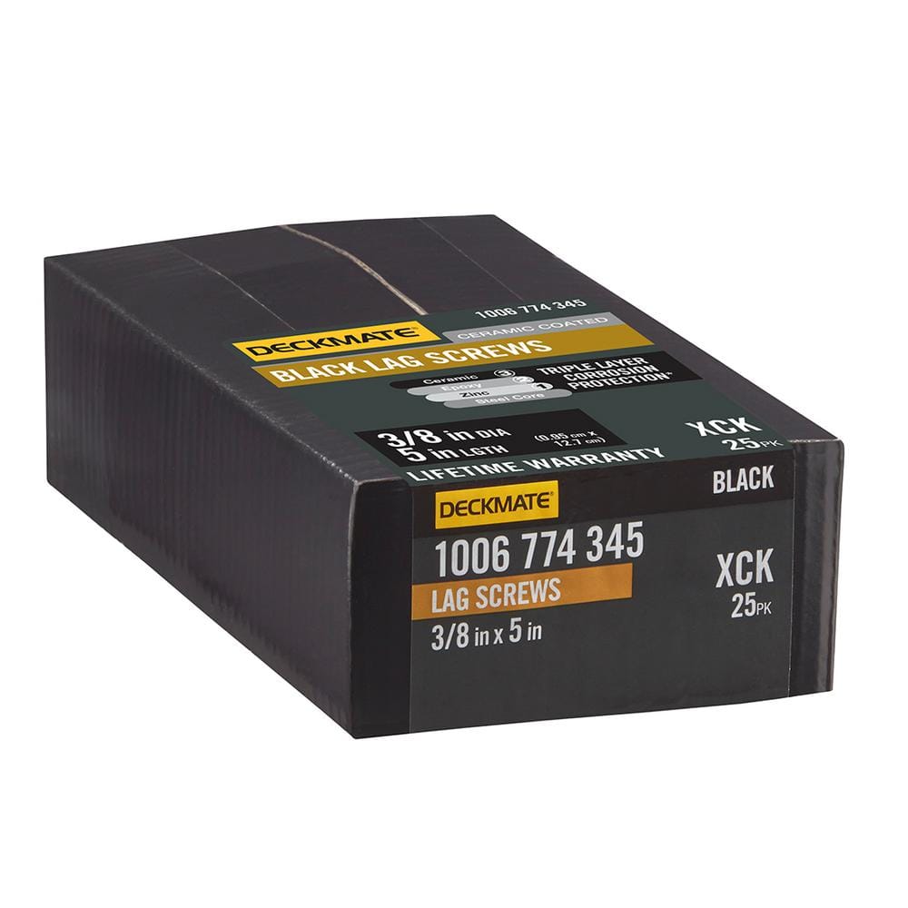 DECKMATE 3/8 in. x 5 in. Black Exterior Hex Head Lag Screw (25-Pack ...