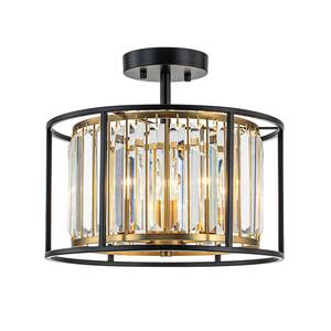 Home Decorators Collection Kristella 12.5 in. 3-Light Matte Black Semi ...