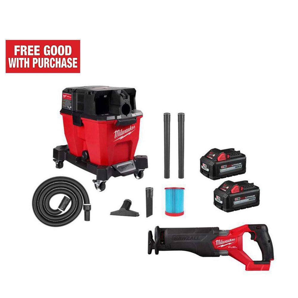 Milwaukee M18 FUEL 9 Gal. Cordless DUAL-BATTERY Wet/Dry Shop Vacuum ...