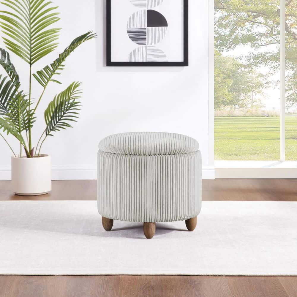 OSP Home Furnishings Lyra Storage Ottoman in Taupe Cord Fabric with ...