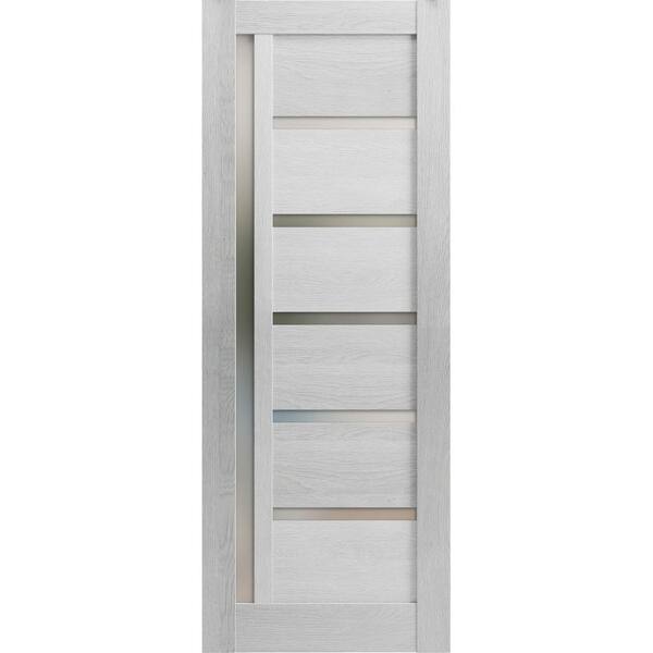 Sartodoors 36 in. x 80 in. Solid MDF Frosted Glass Light Grey Oak ...