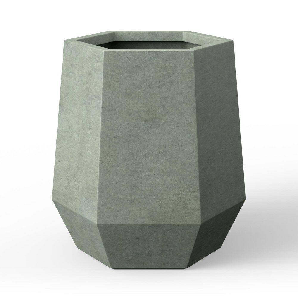 Morrava 17 in. Large Sage Gray(Enhanced Core) Concrete Round Planter ...