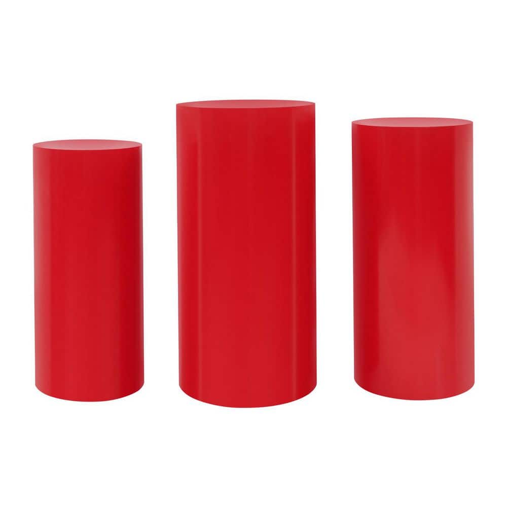 YIYIBYUS Red Cylinder Display Pedestal Stand Metal Iron Decorative ...