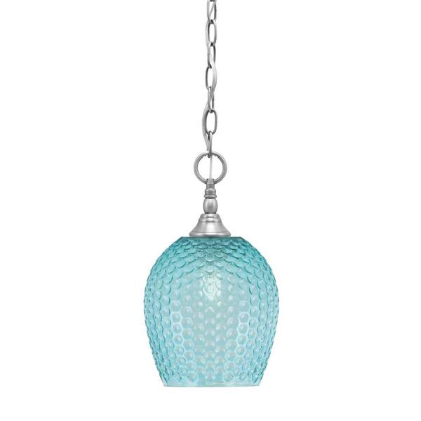 Elva 100-Watt 1-Light Nickel Shaded Pendant Light with 7.5 in ...