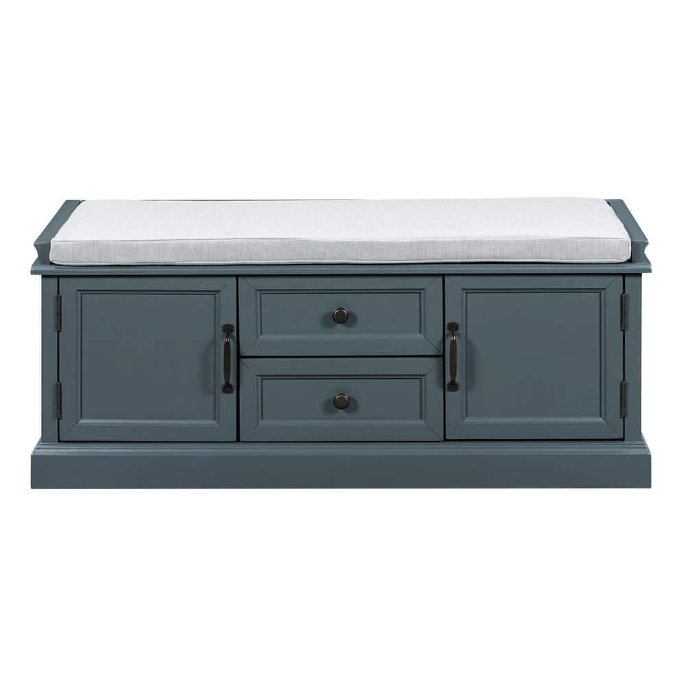 Asucoora Angelique Navy Blue Storage Bench with 2-Drawers (43 in. W x ...