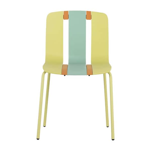 Modern Outdoor Plastic Seat & Sturdy Metal Legs Striped Color Block ...