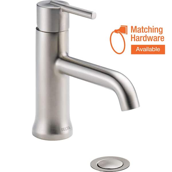 Delta Trinsic Single Hole Single-Handle Bathroom Faucet with Metal ...