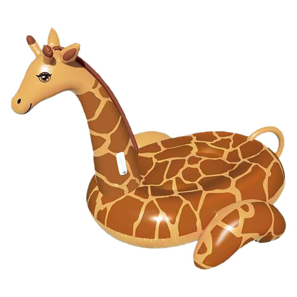 Swimline 96 in. x 65.5 in. Tan/Brown Giant Ride-On Giraffe Pool Float ...