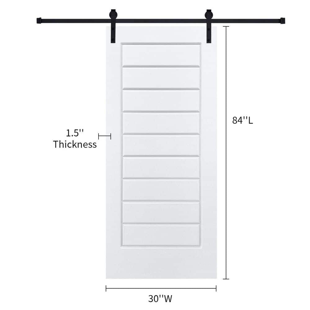 AIOPOP HOME Modern Eight Panel 30 in. x 84 in. MDF White Barn Sliding ...