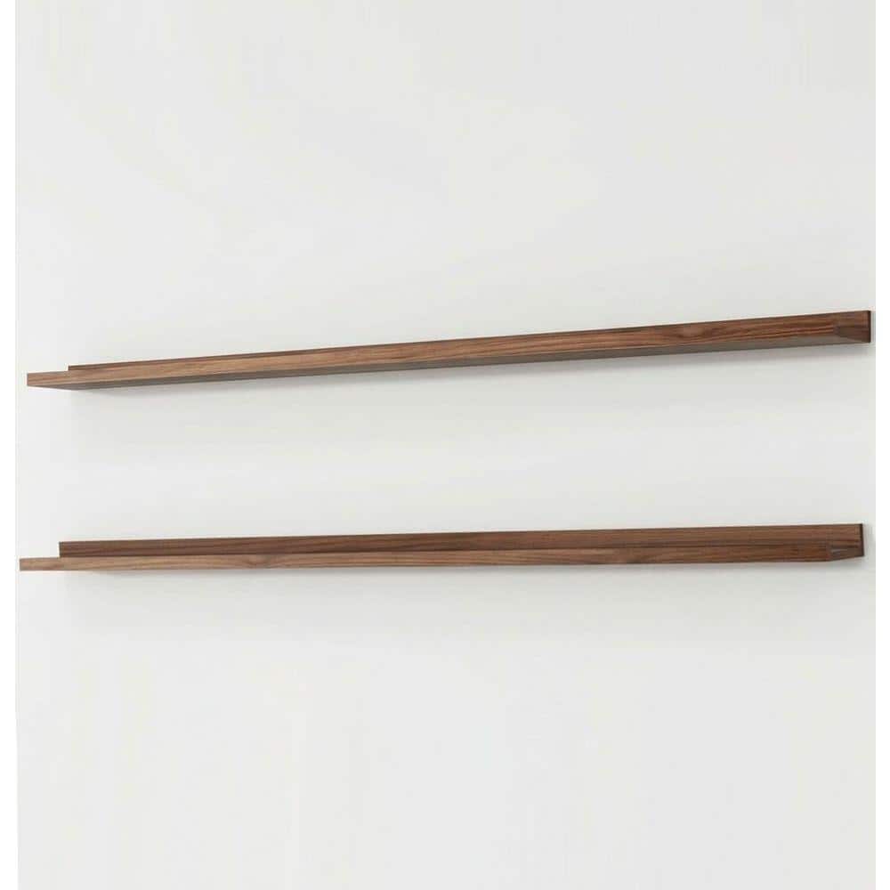 72 in. W x 5 in. D Walnut Wood Floating Shelves for Wall (Set of 2 ...
