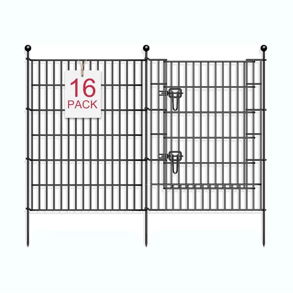 Justincity 16 Panels 32 in. H Rustproof Metal Decorative Garden Fence w ...