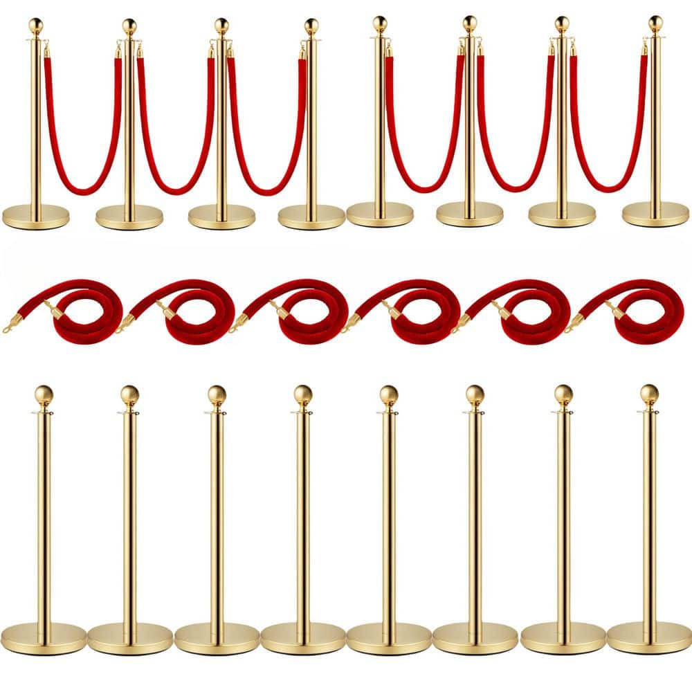 8 PCS Velvet Ropes and Posts, 5 ft/1.5 m Red Rope,Red Crowd Control ...