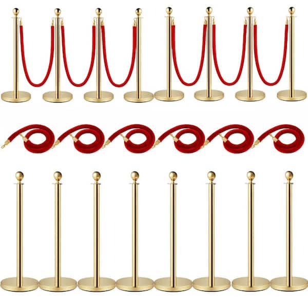 8 PCS Velvet Ropes and Posts, 5 ft/1.5 m Red Rope,Red Crowd Control ...