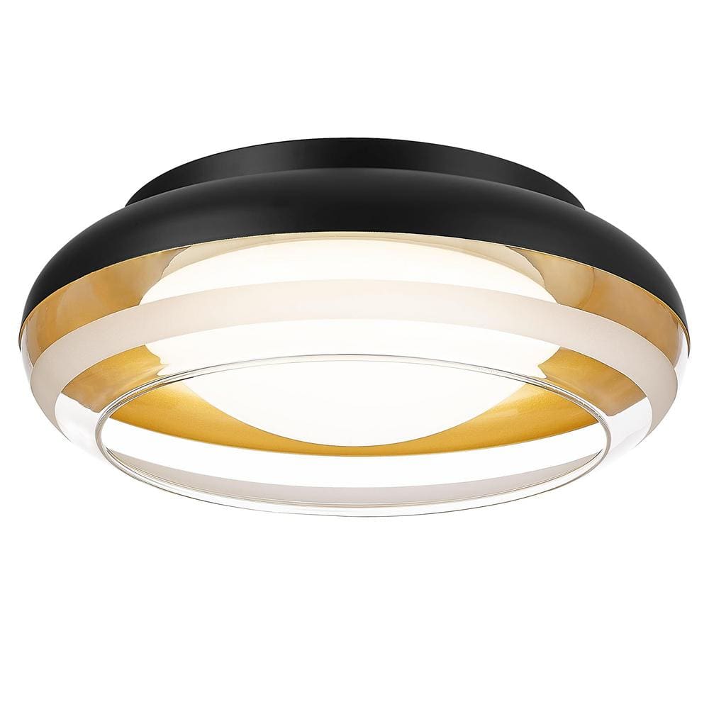 JAZAVA 15 in. 18-Watt Modern Black Integrated LED Flush Mount with ...