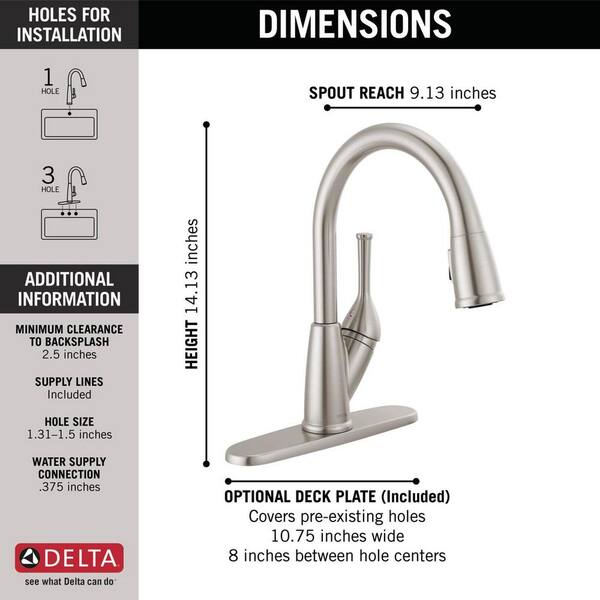 Delta Classic Single Handle Pull Down Sprayer Kitchen Faucet in ...