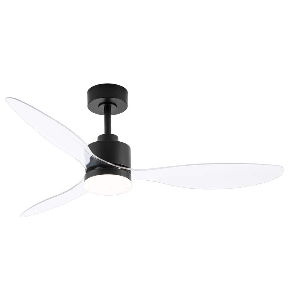 Breezary Sawyer 52 in. Integrated LED Indoor Clear-Blade Black Ceiling ...