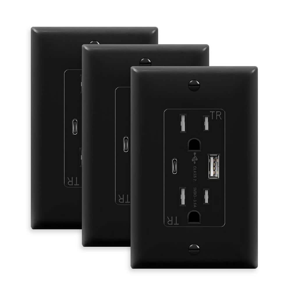 TOPGREENER 15 Amp Tamper Resistant Decorator Duplex Receptacle, USB ...