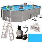 Blue Wave Belize 15 ft. x 30 ft. Oval x 52 in. Deep Metal Wall Above ...