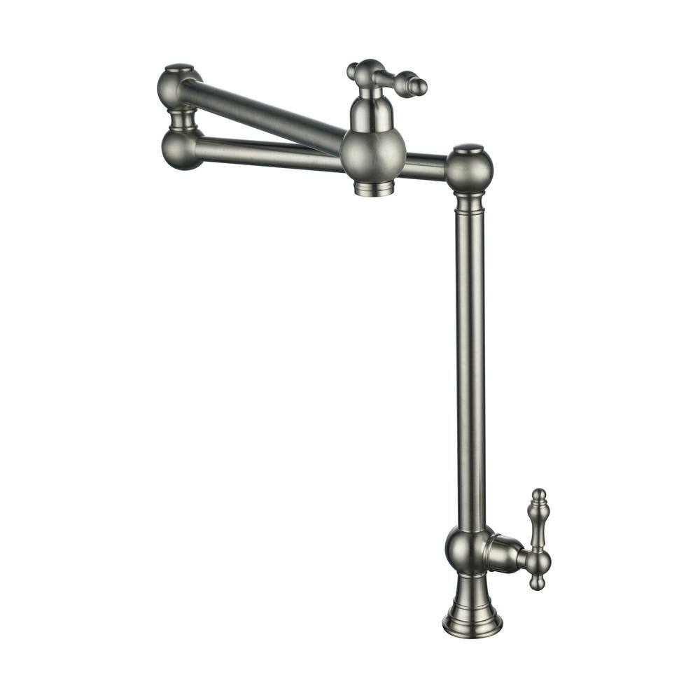 IVIGA Brushed Nickel Deck Mounted Pot Filler with Double Handle Swing ...