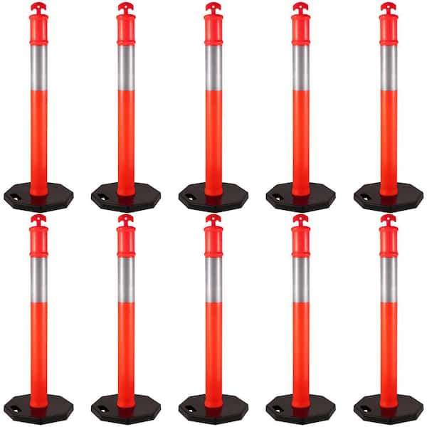 VEVOR Traffic Delineator Posts 44 in. H PE Cones Post 10 in. Reflective ...