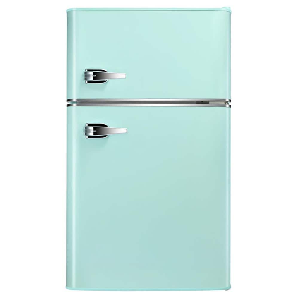 COWSAR 19.69 in. 3.2 cu. ft. 2-Door Retro Mini-Refrigerator in Green ...