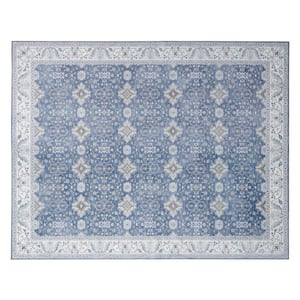 Wyatt & Ash Willa Blue/Taupe 9 ft. x 12 ft. Woven Geometric Polyester ...