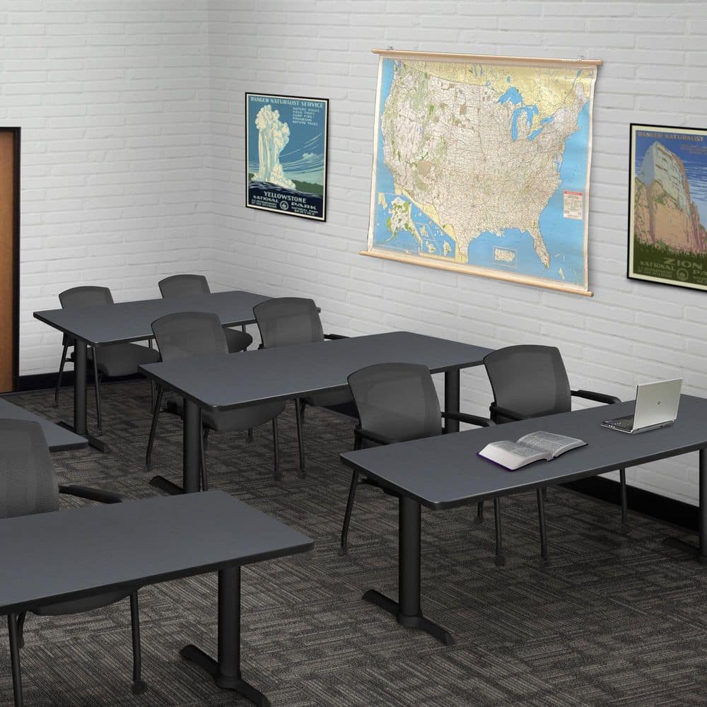 Regency Cain 60 in x 24 in. Grey T-Base Training Seminar Table Desk and ...