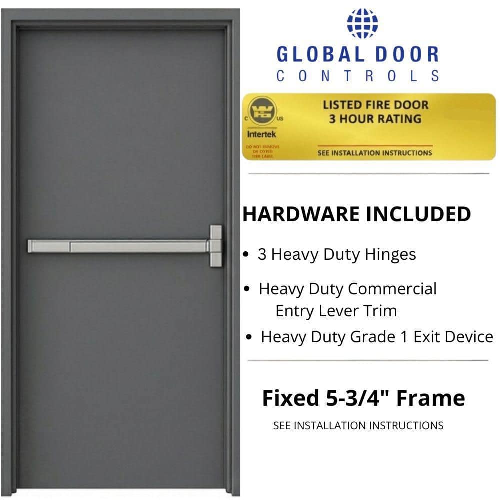 Global Door Controls Flush Doors Series 36x80in. Right Handed Stainless ...
