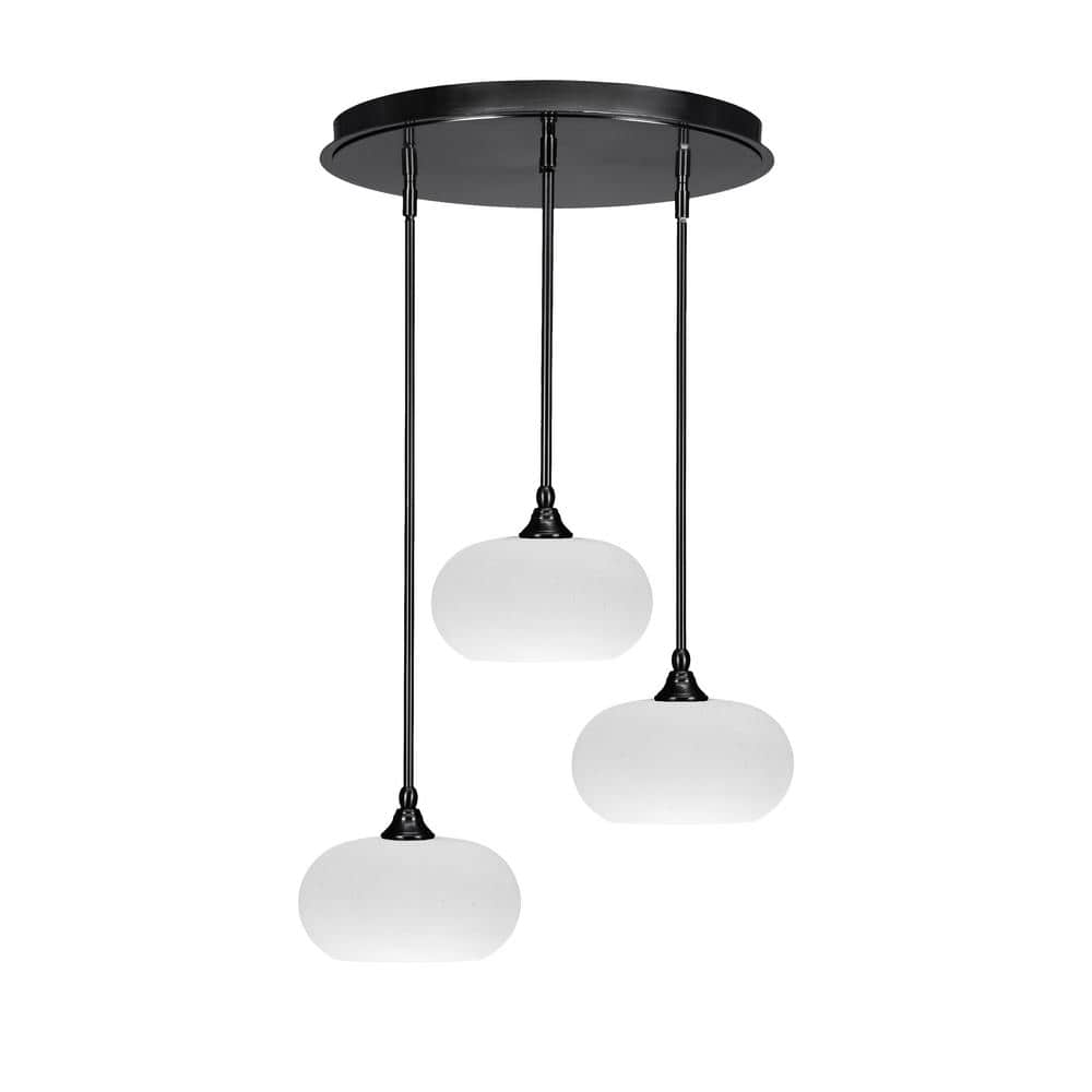 Villa 3 Light Matte Black Pendant, Cluster Pendant Light with 10 in ...