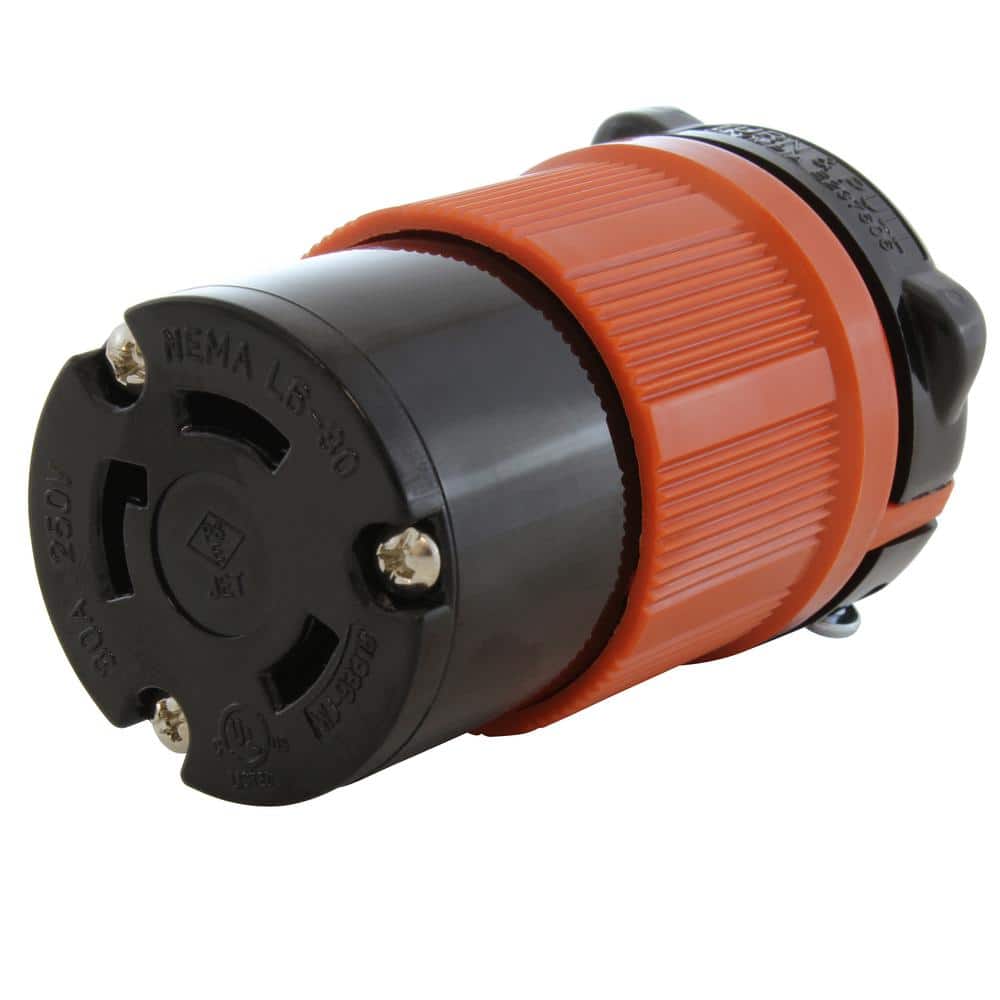 AC WORKS NEMA L6-30R 30A 250-Volt 3-Prong Locking Female Connector with ...
