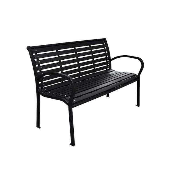 45. 7in. Seating Capacity 2 Person Metal Patio Bench, Outdoor rust ...