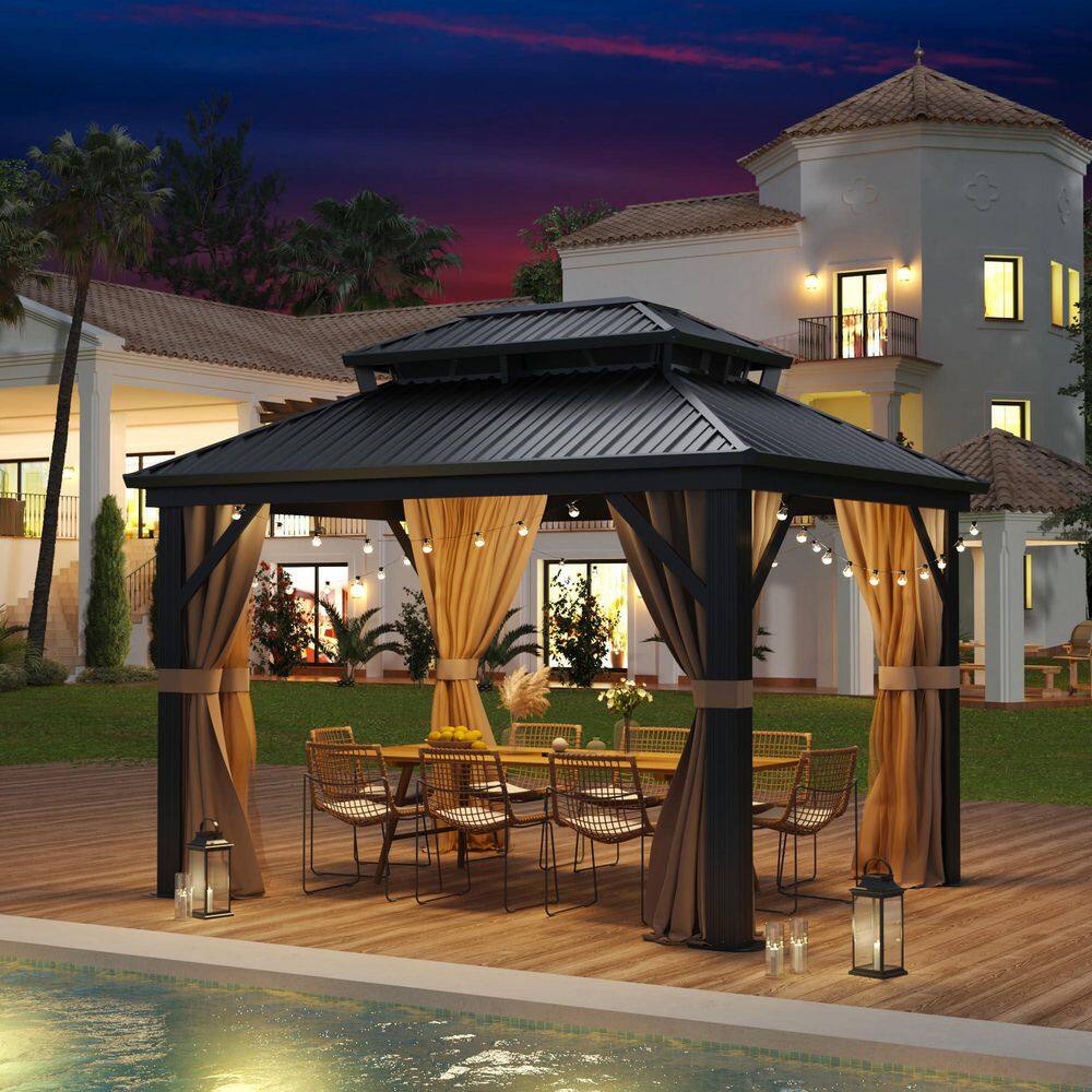 AURA OUTDOOR 10 ft. x 12 ft. Outdoor Aluminum Frame Hardtop Outdoor ...