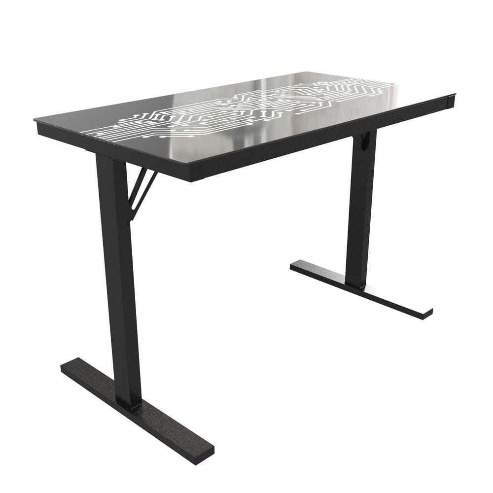 Carnegy Avenue 43 in. Rectangle Black Glass Computer Desk CGA-NAN ...