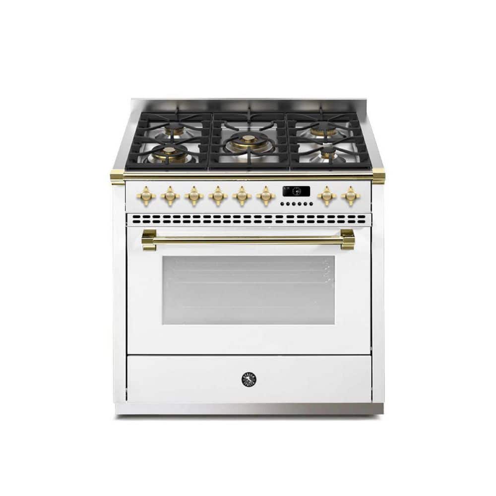 Hallman 36 in. Stella Italia 5 Burner Freestanding Dual Fuel Range in ...