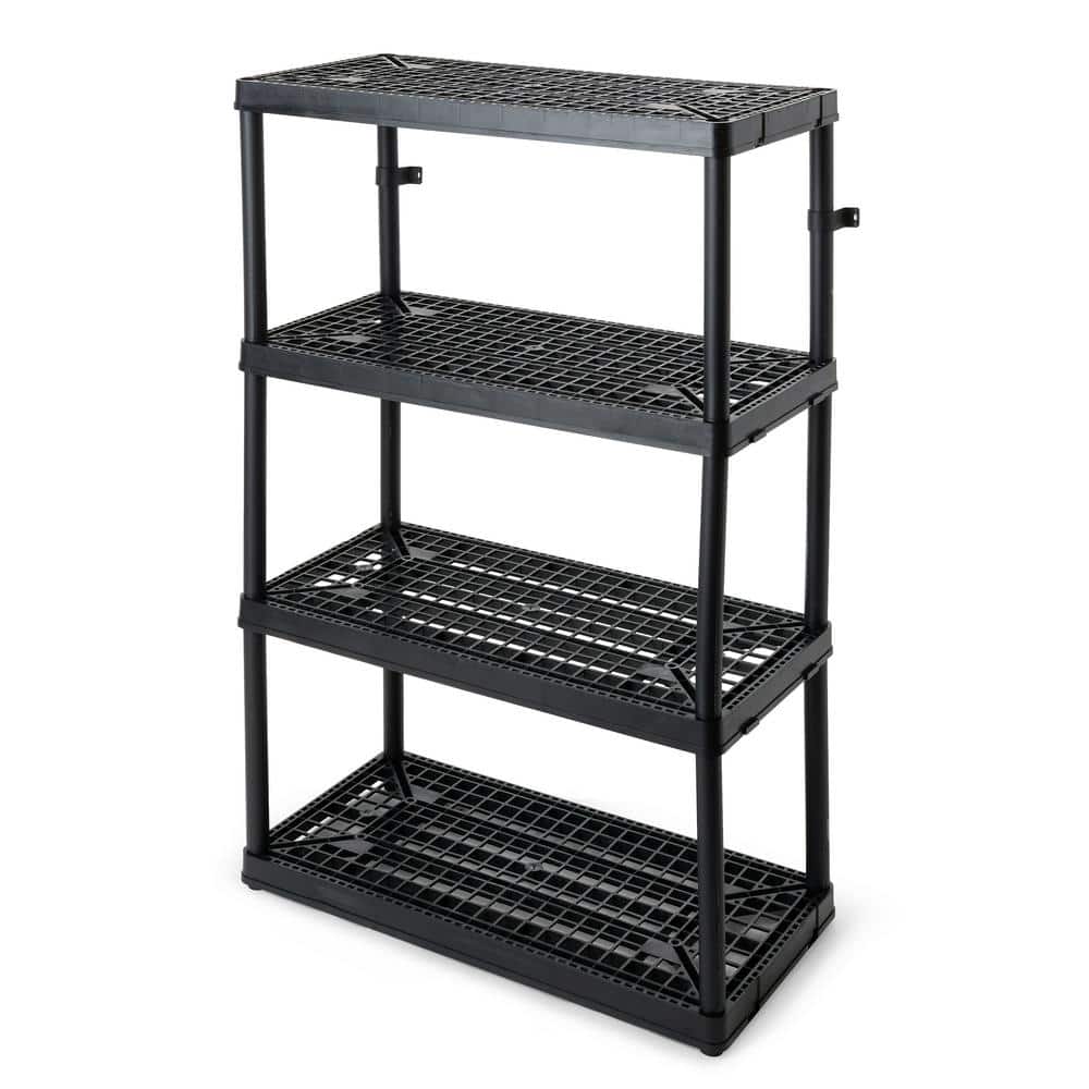 GRACIOUS LIVING Black 4-Tier Plastic Garage Storage Shelving Unit (36 ... GRACIOUS LIVING Black 4-Tier Plastic Garage Storage Shelving Unit (36 ...