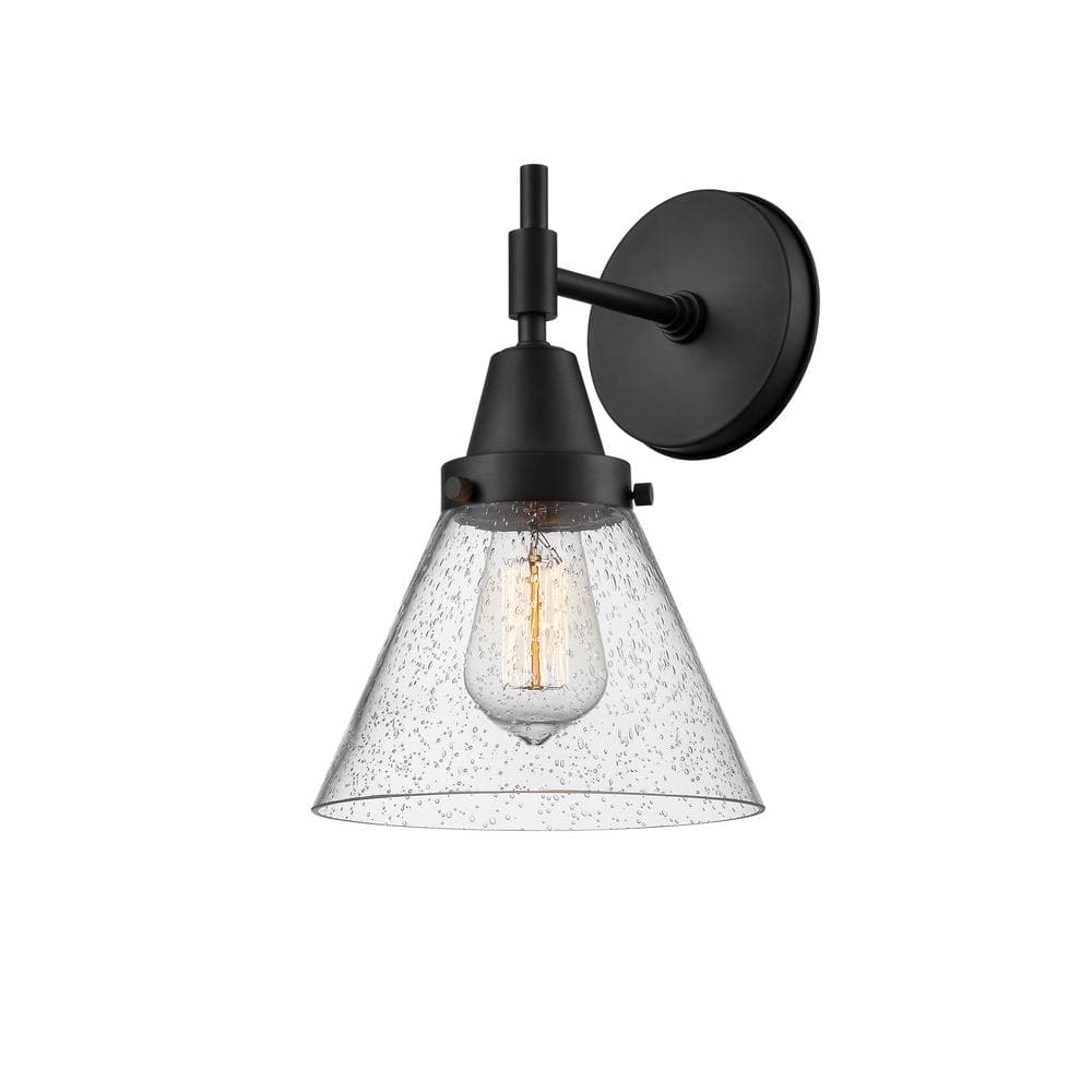 Innovations Cone 1-Light Matte Black, Seedy Wall Sconce with Clear ...