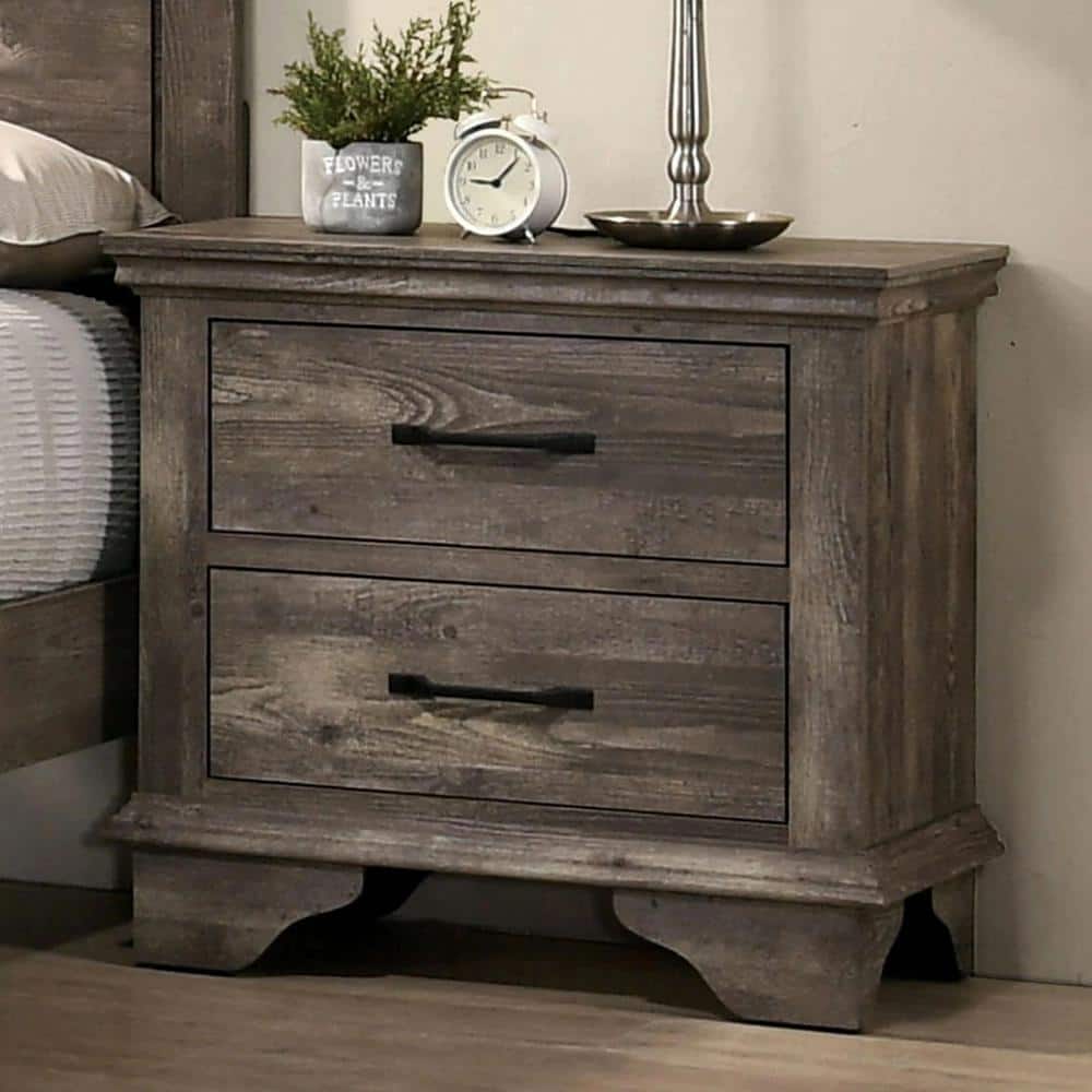 Aoibox 26 in. x 27.87 in. x 16.37 in. 1-Piece Grey Wood Bedside Table ...