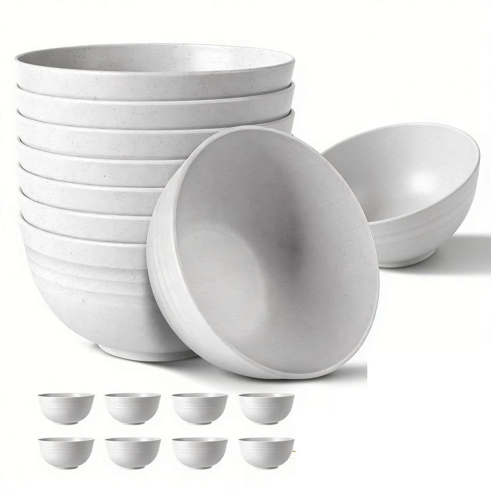 Wudkey 26 fl. oz. White Unbreakable Wheat Straw Cereal Bowls, Set of 8 ...