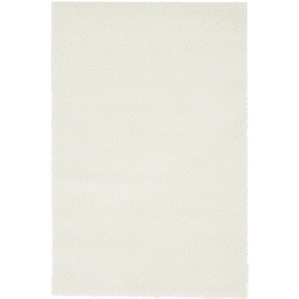 Unique Loom Studio Solid Shag White 4' 0 x 6' 0 Area Rug 3132696 - The ...