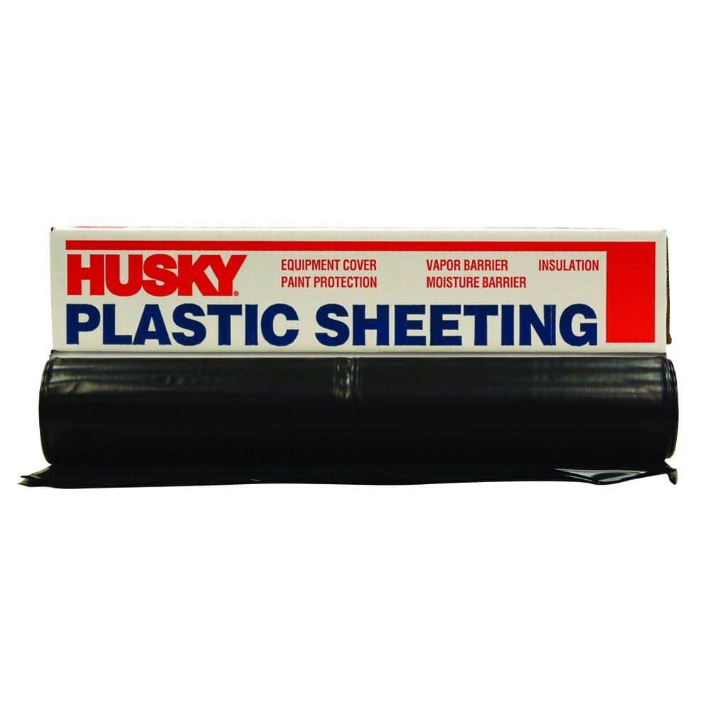 Husky 8 ft. x 100 ft. Black 4 mil Plastic Sheeting CF0408B - The Home Depot