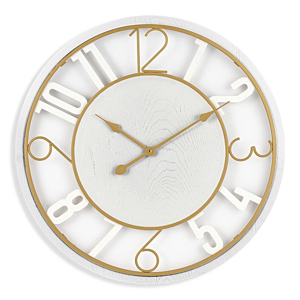 Sorbus White Oversized Design Metal Analog Classic Numeral Wall Clock CLK-WM-WH - The Home Depot